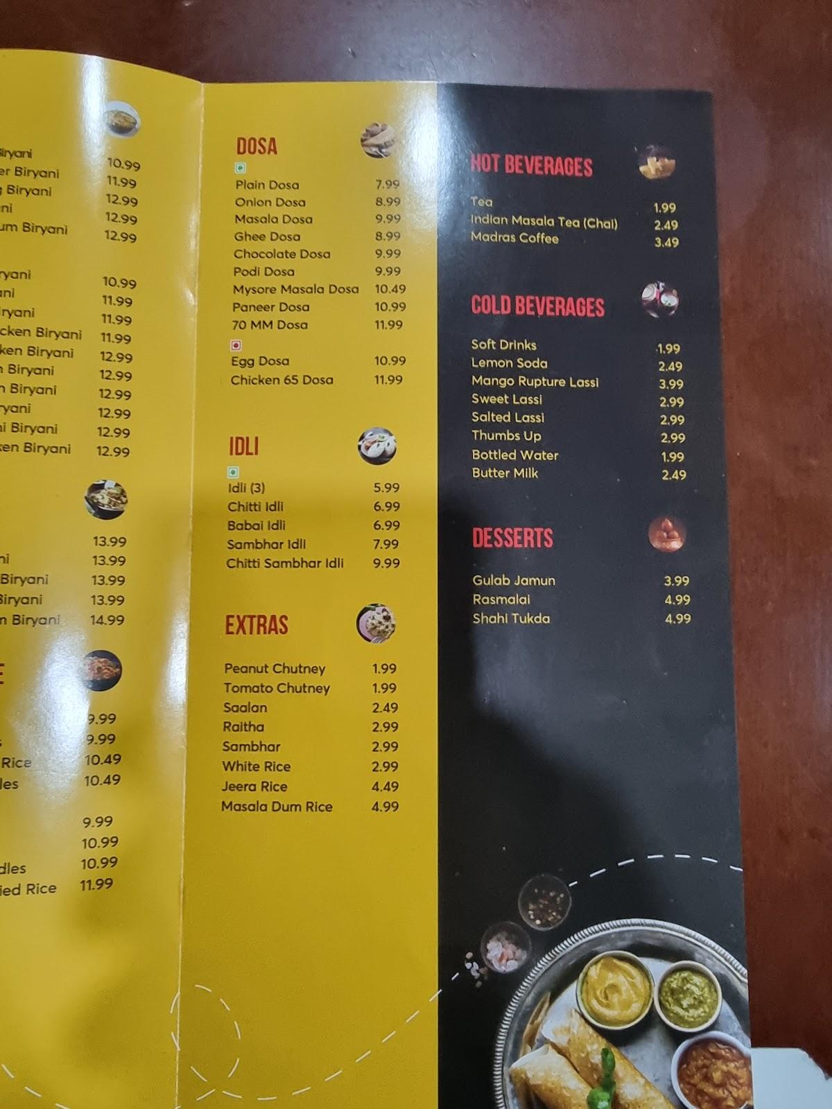 Menu at Chowrasta Indian Cuisine - Ajax restaurant, Ajax