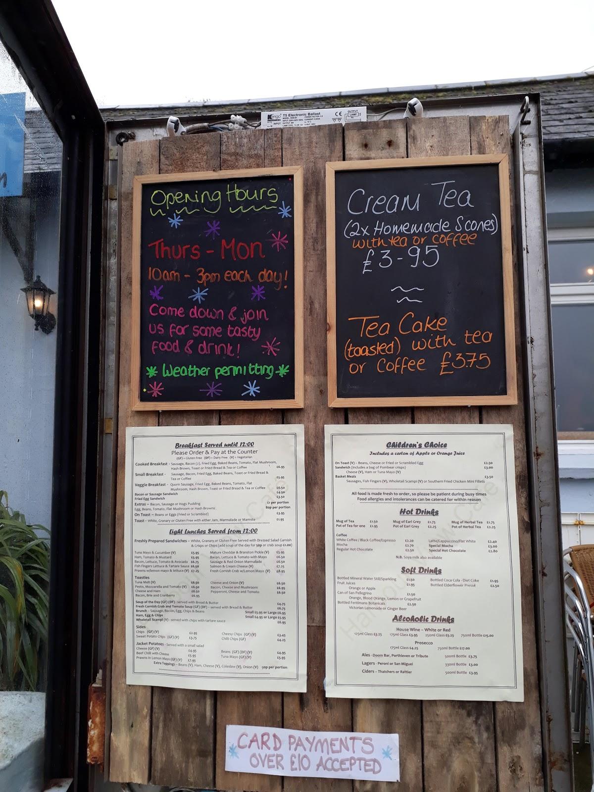 Menu at Harbour View Cafe, Helston