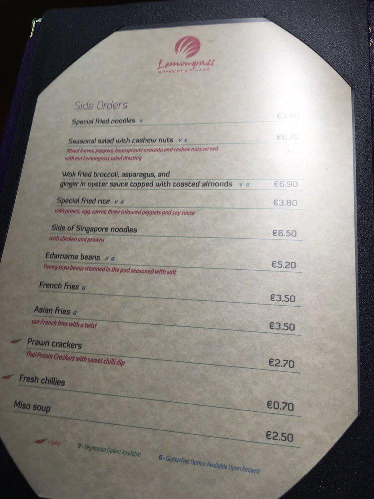 Menu at Lemongrass Fusion Restaurant Saggart, Saggart, CityArk Aparthotel