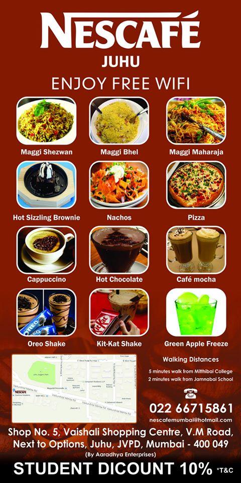 Menu at Nescafe, Mumbai, 5, Vaishali Shopping Centre, V M Road, Next To ...