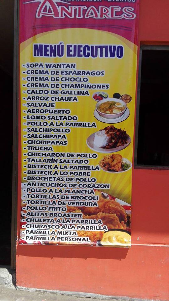 Menu at Restaurant Antares, Huaraz