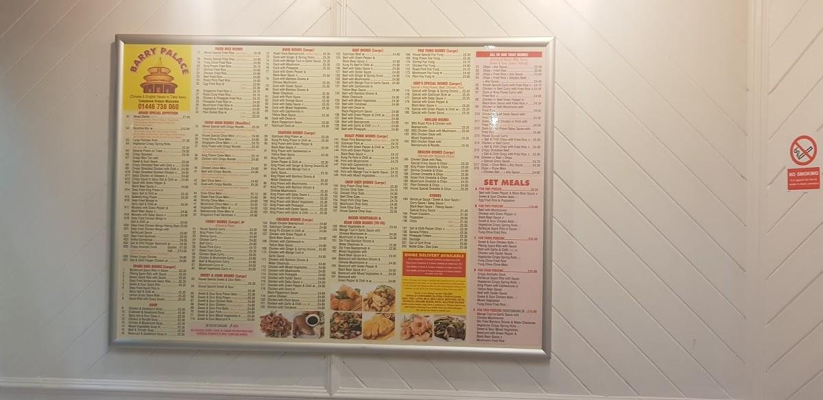 Menu at Barry Palace, Barry