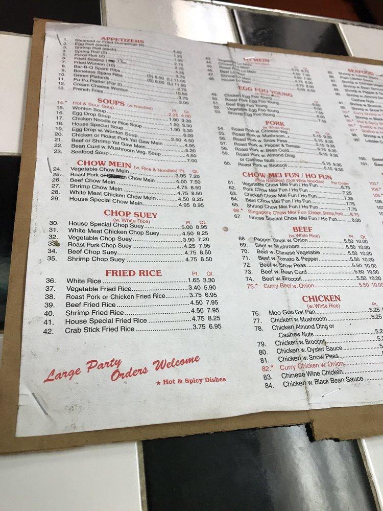 Menu at Chef King restaurant, Atlantic City, Arctic Ave