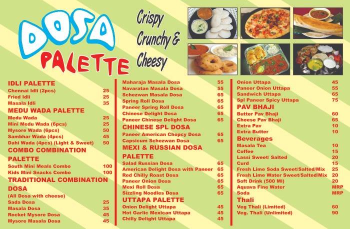 Menu at Dosa Palette, Navi Mumbai