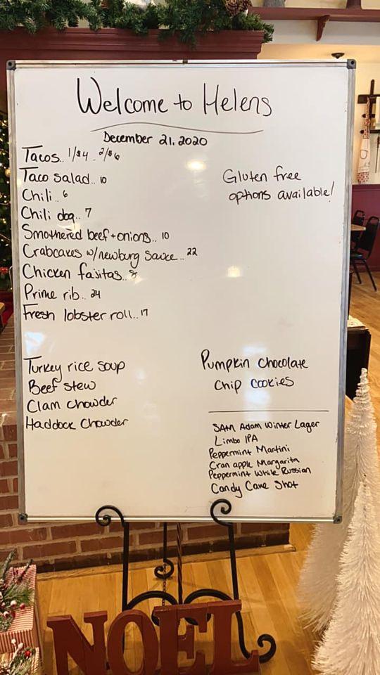 Menu at Helen's Restaurant of Ellsworth, Ellsworth