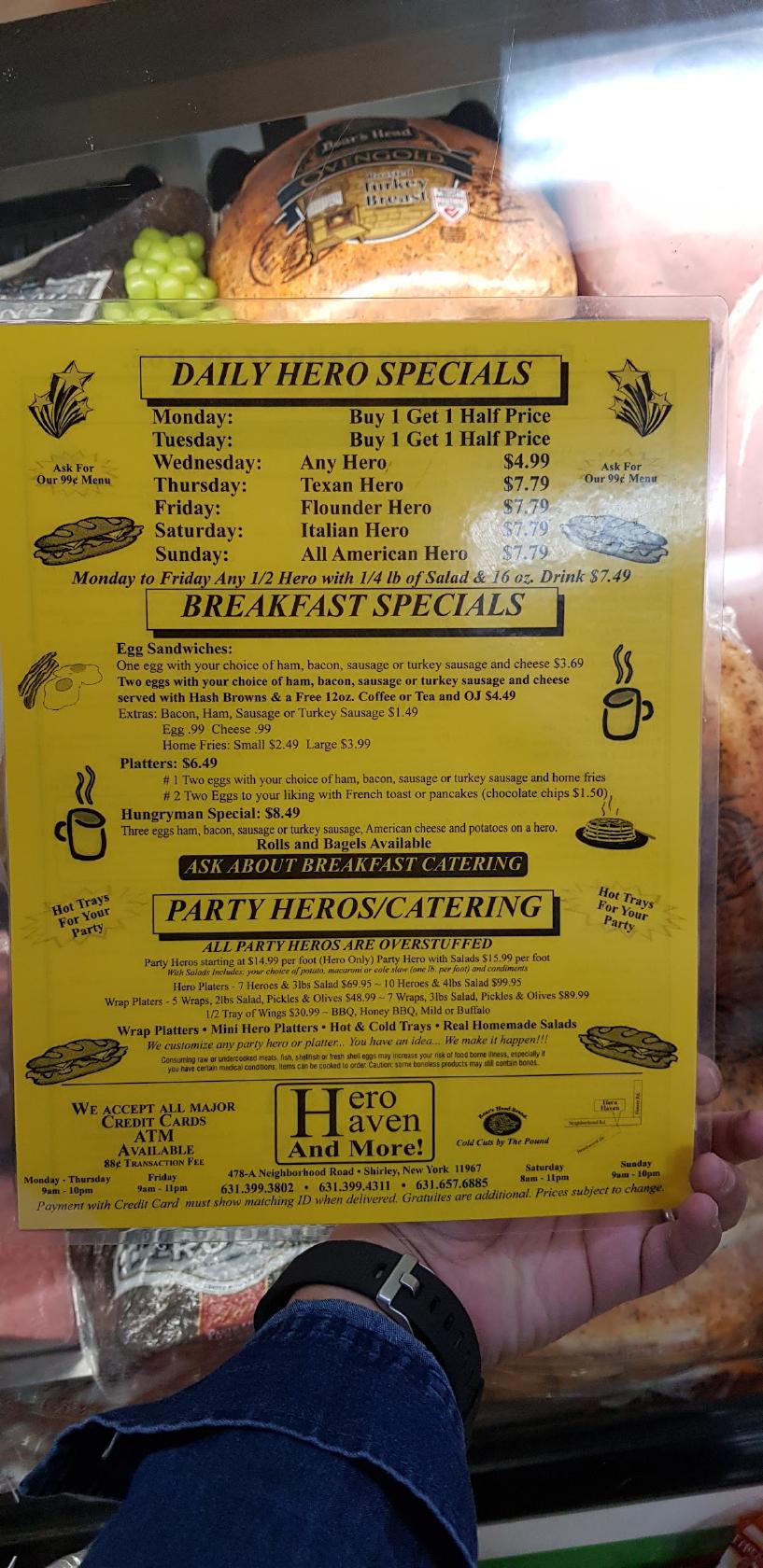 Menu at Hero Haven Pizza & more pizzeria, Shirley