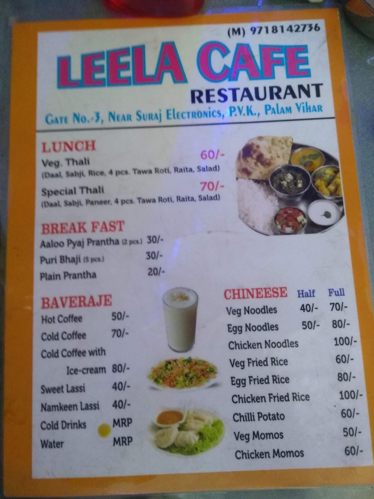 Menu at Leela Cafe Restaurant, Gurugram