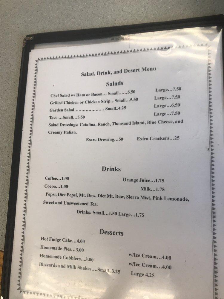 Menu at Ole Bus Stop Diner restaurant, Booneville