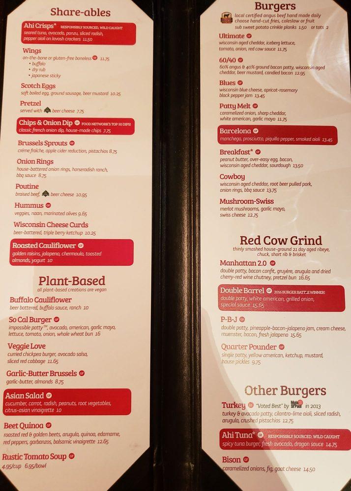 Menu at Red Cow St. Paul pub & bar, Saint Paul, 393 Selby Ave