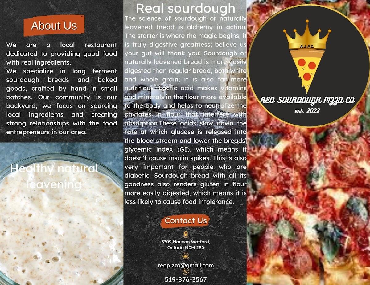 Menu at Reo Sourdough Pizza Co restaurant, Watford
