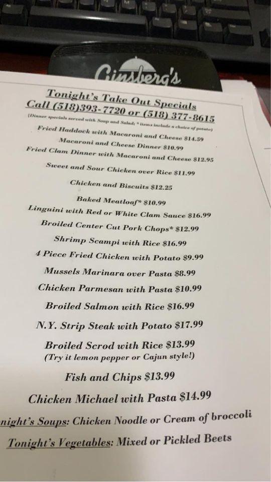 Menu at Bellevue Cafe, Schenectady