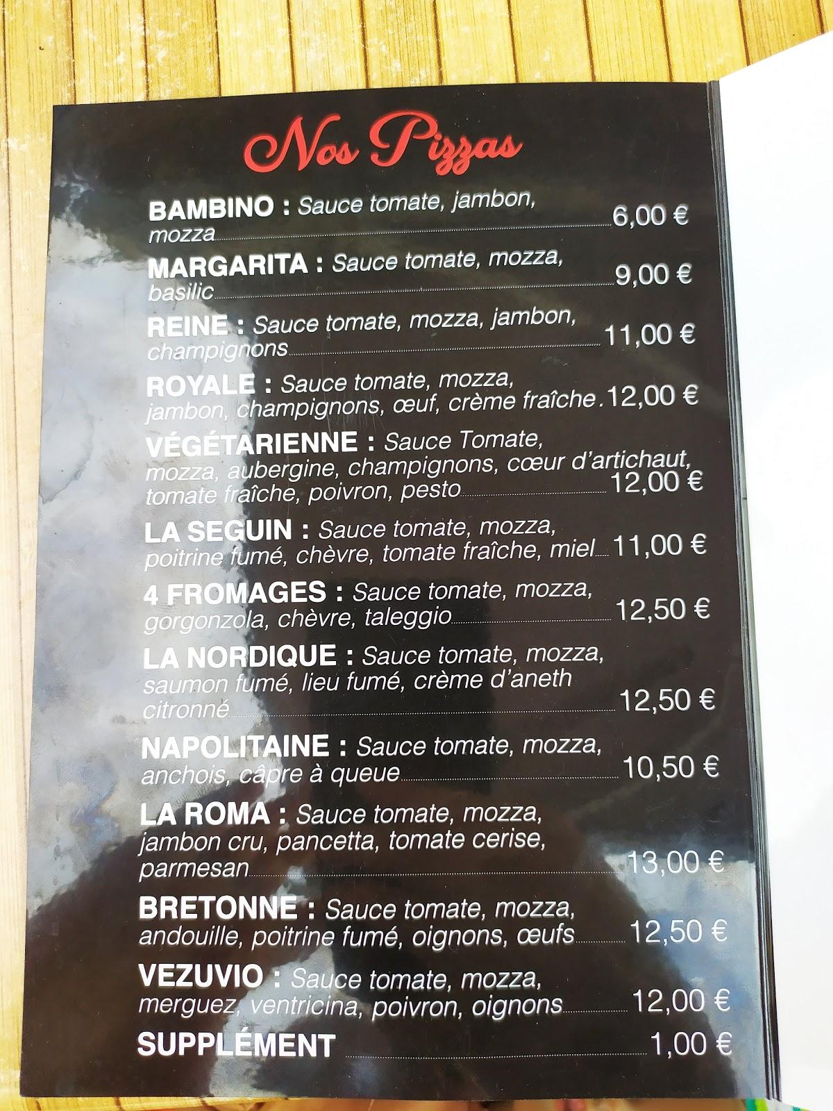 Menu at Chez fabio restaurant, Saint-Pierre-Quiberon