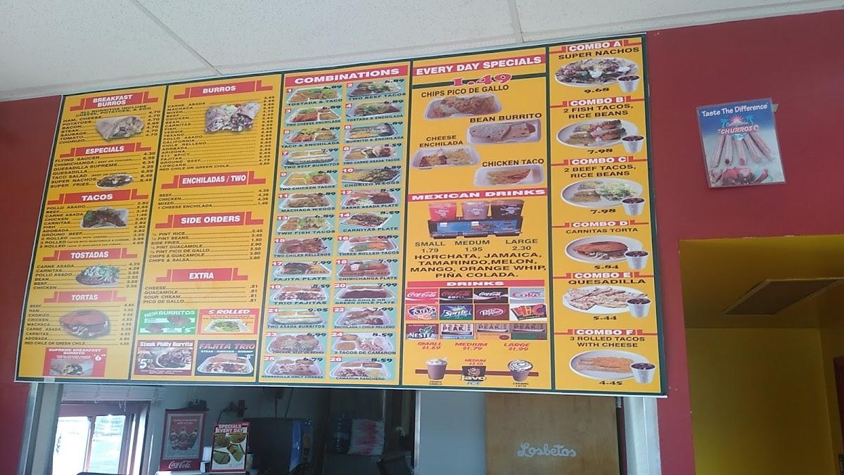 Carta del restaurante LOS BETOS MEXICAN FOOD, Tucson, S Palo Verde Rd
