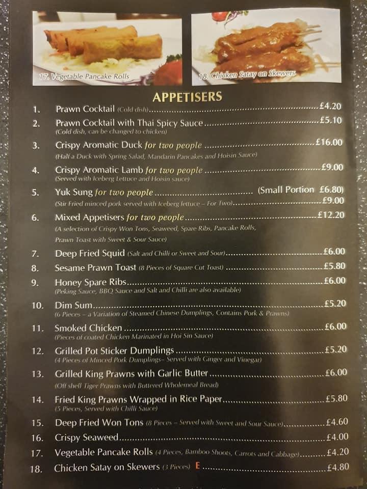 Menu at Wong Kwei Restaurant, Ashby-de-la-Zouch