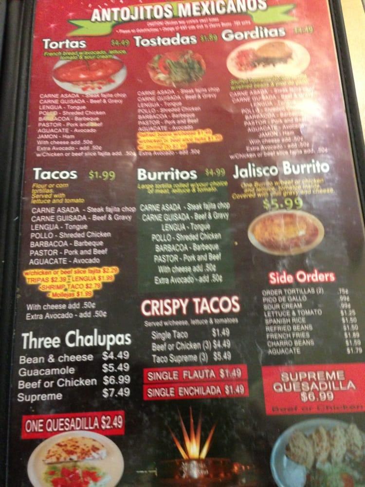 Menu at Guadalajara Mexican Grill restaurant, Victoria