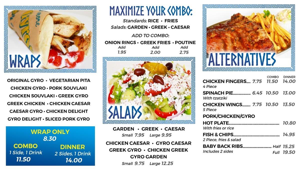 Menu at Gyros and More restaurant, Leamington