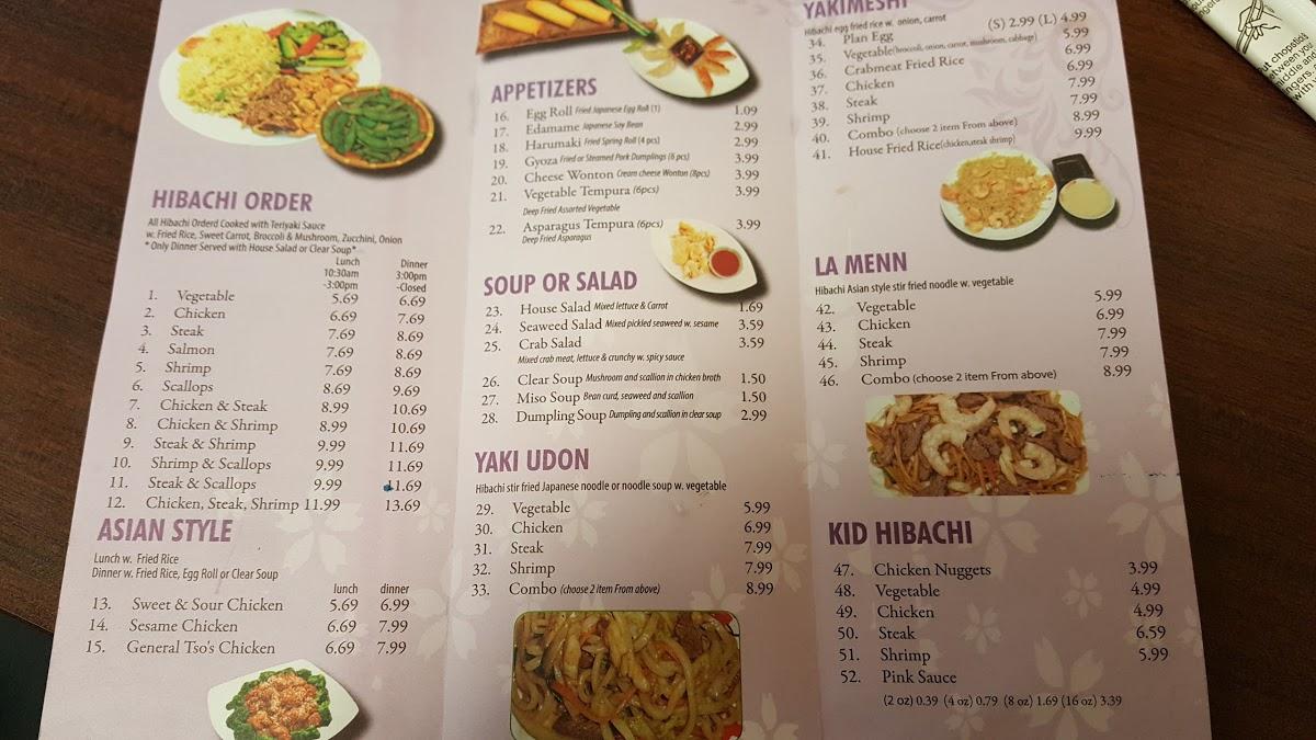 Menu at Hibachi Express restaurant, Wiggins, E Frontage Dr