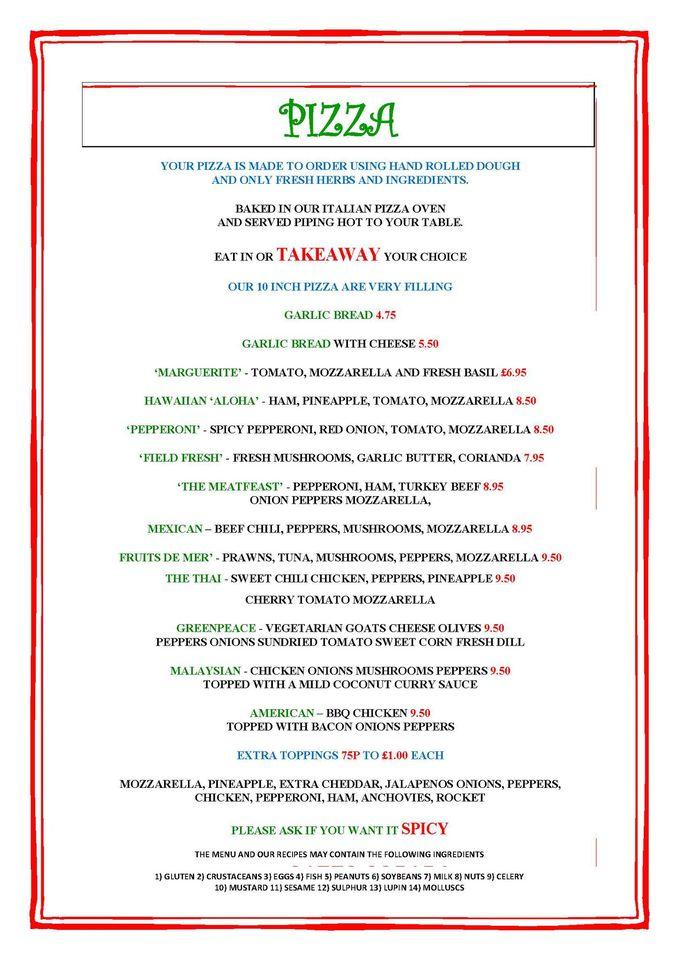 Menu at Lord Nelson Pub, Chorley, Sandy Ln
