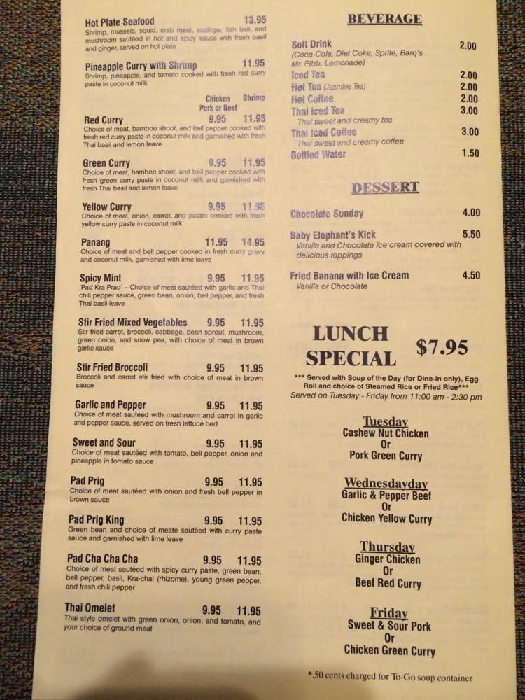 Menu at My Thai restaurant, Pahrump, Pahrump Valley Blvd # 3