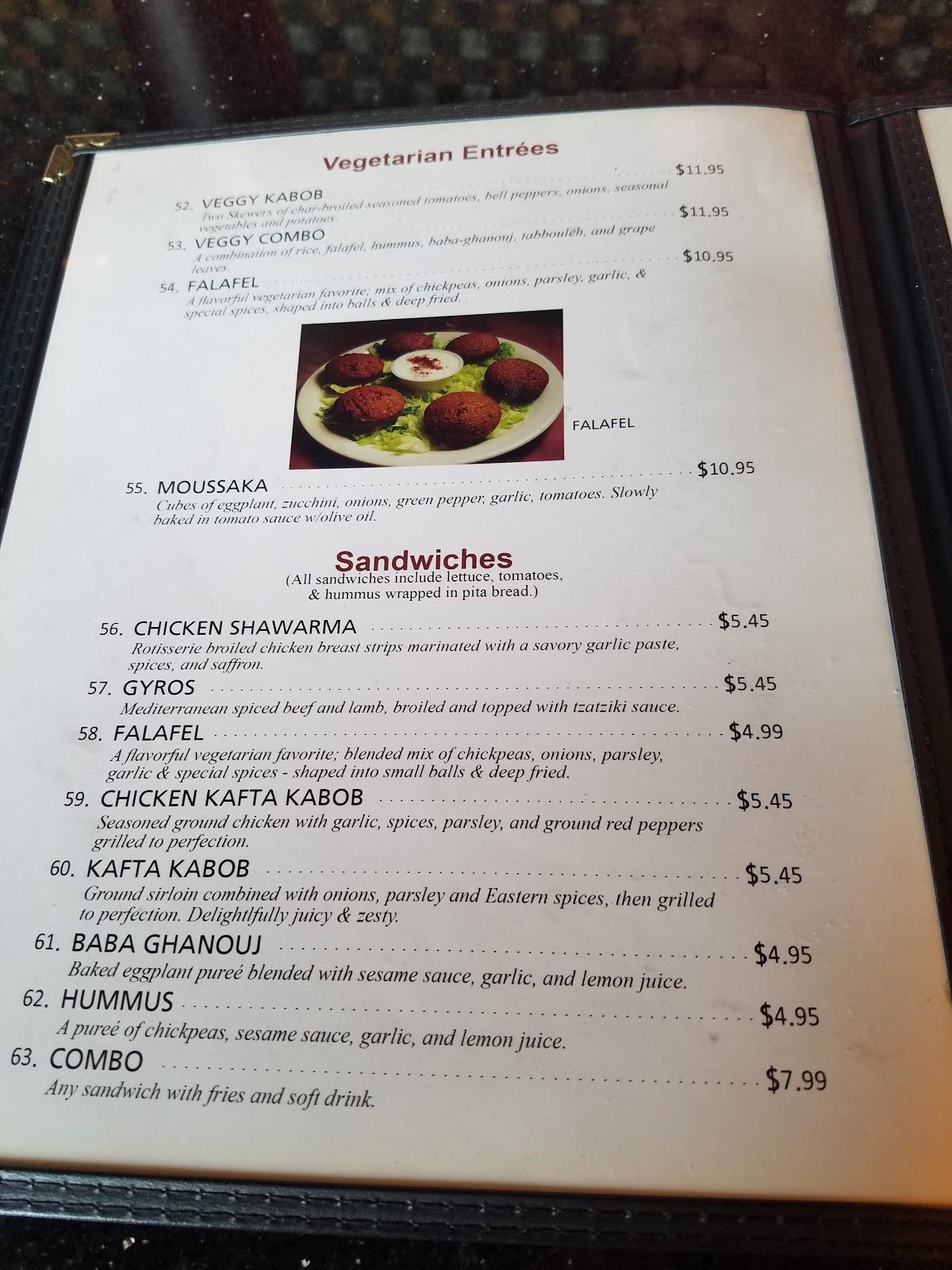 Menu at Sultan Grill restaurant, Arvada