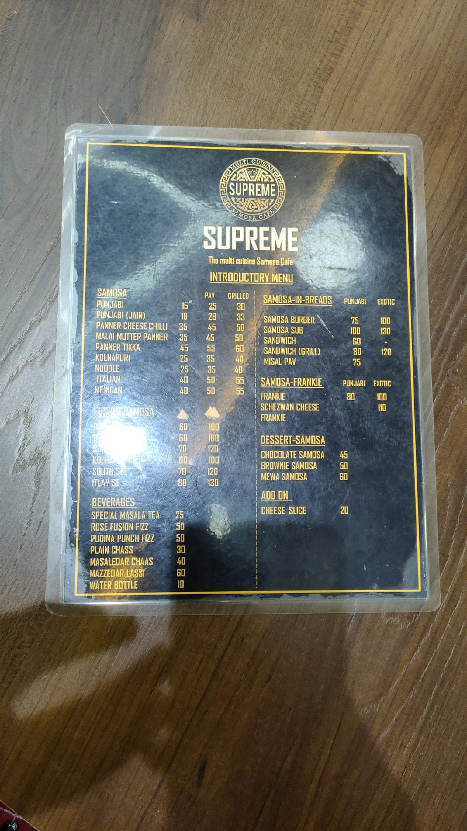 Menu at Supreme - the multi cuisine cafe, Mumbai