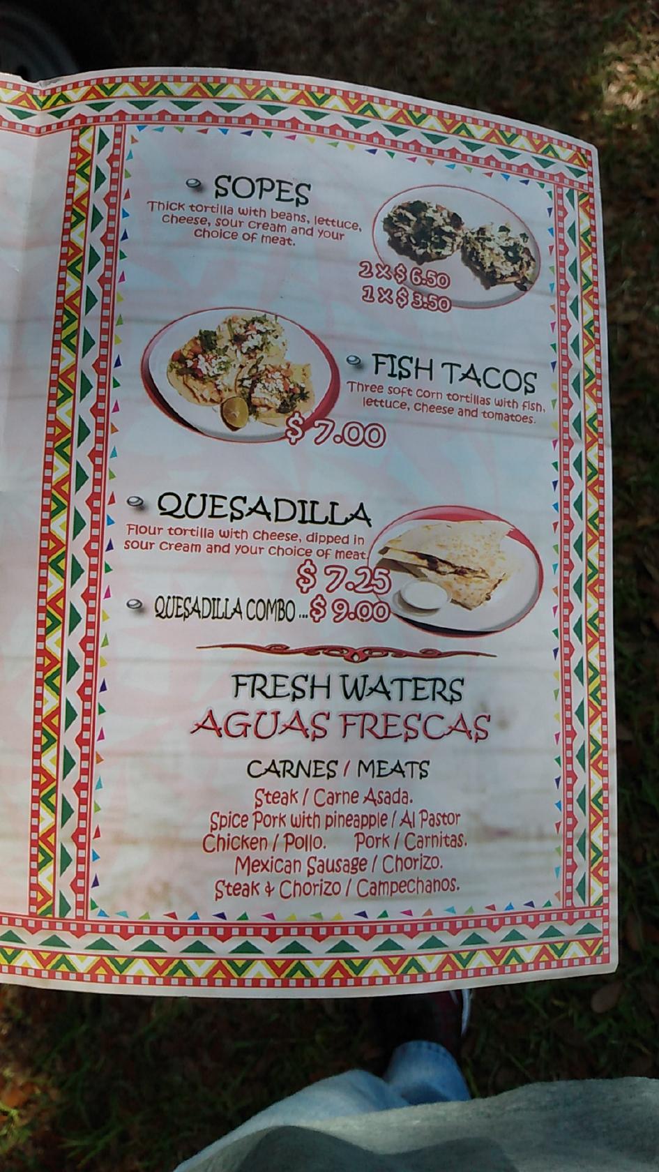 Menu at Taqueria Taco Rico restaurant, Ocala
