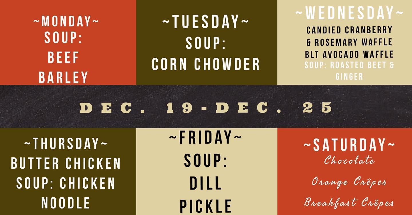 Menu at The Red Brick cafe, Vermilion