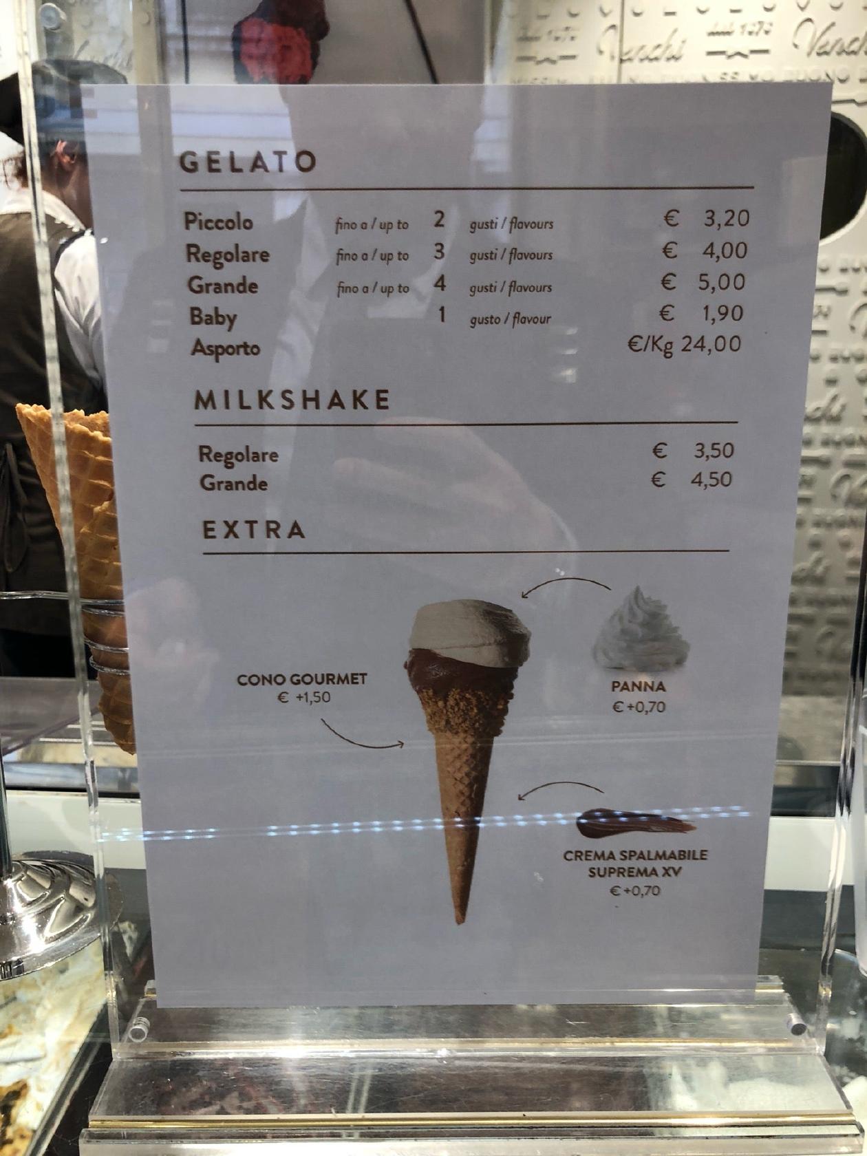 Menu da Venchi Cioccolato e Gelato ristorante, Padova, Via Roma