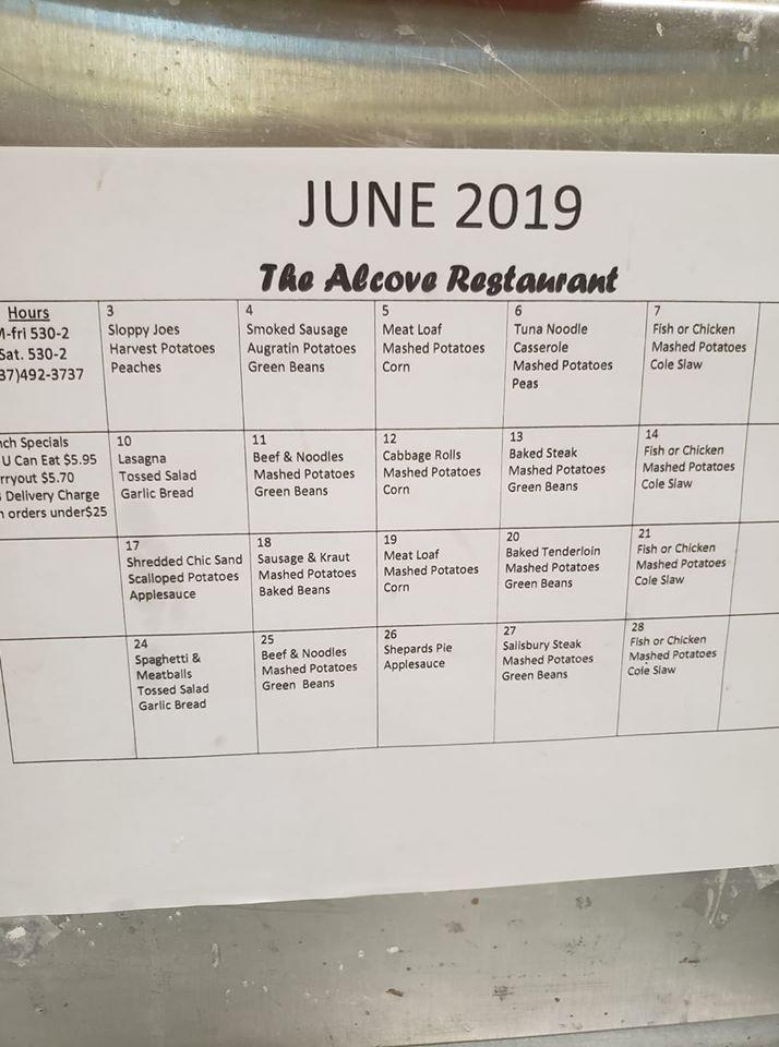 Menu at Alcove Restaurant, Sidney