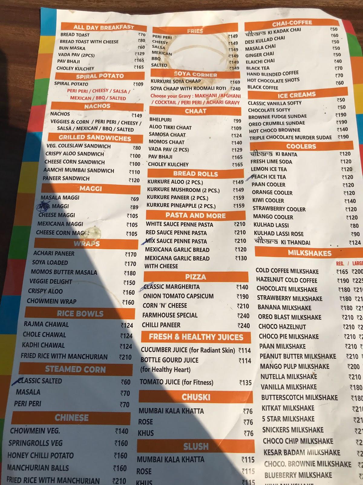Menu at CHAUBARA - CHAAT CHAI AUR CHARCHA, Gurugram, C423+CGR