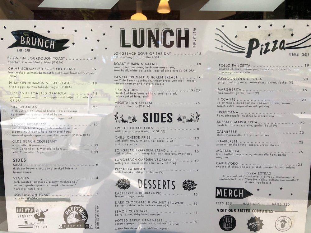 Menu at Long Beach Tavern pub & bar, Waikanae
