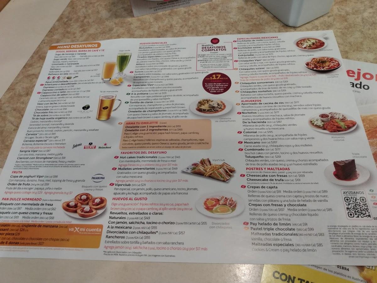 Menu at VIPS restaurant, Puerto Vallarta, Blvd. Francisco Medina ...