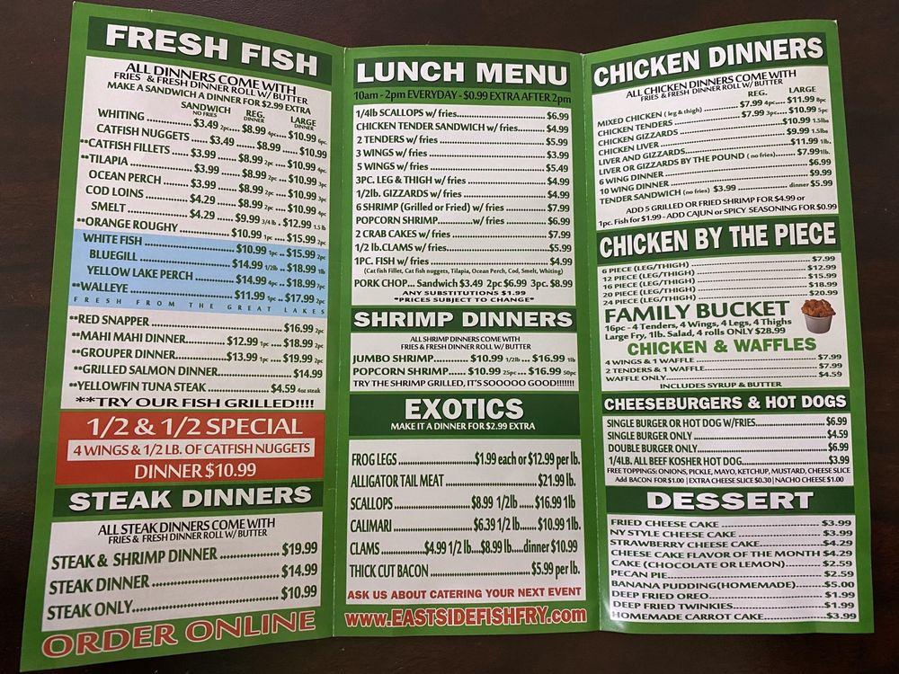 Menu at Eastside Fish Fry & Grill restaurant, Lansing, E Kalamazoo St