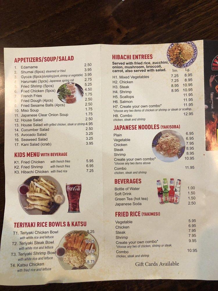Menu at Hibachi Express restaurant, Valrico, E State Rd 60 E