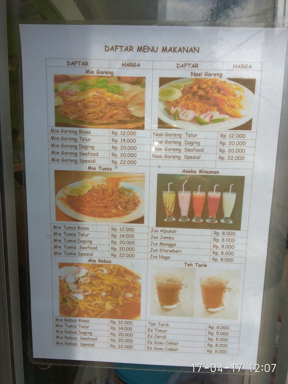Menu at Nasi Goreng dan Mie Aceh "Dara" restaurant, Tangerang