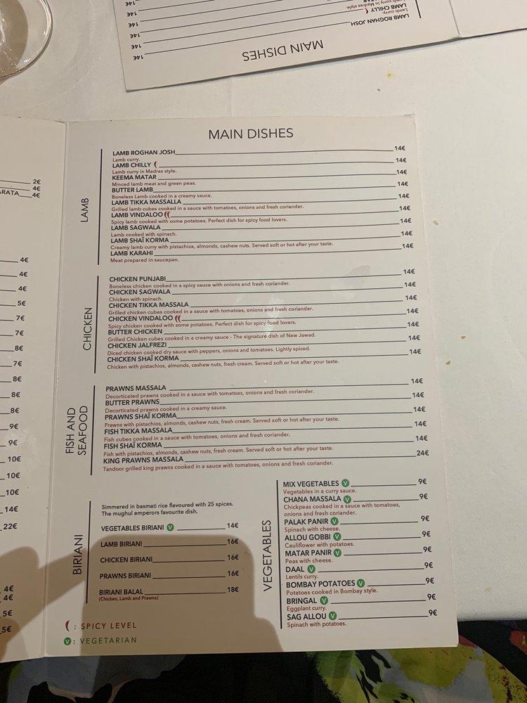 Menu au New Jawad Richelieu restaurant, Paris