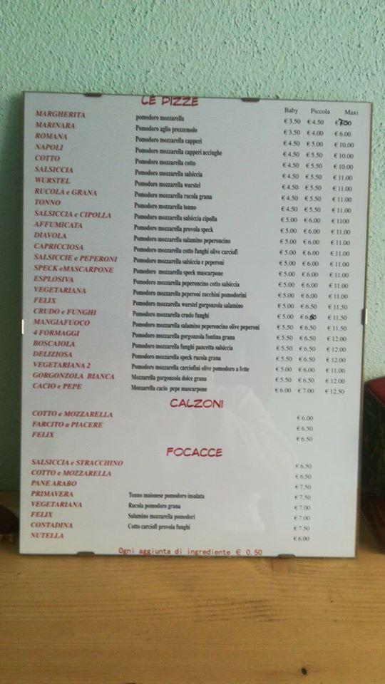 Menu da Pizzeria il Grillo Parlante, Lucca