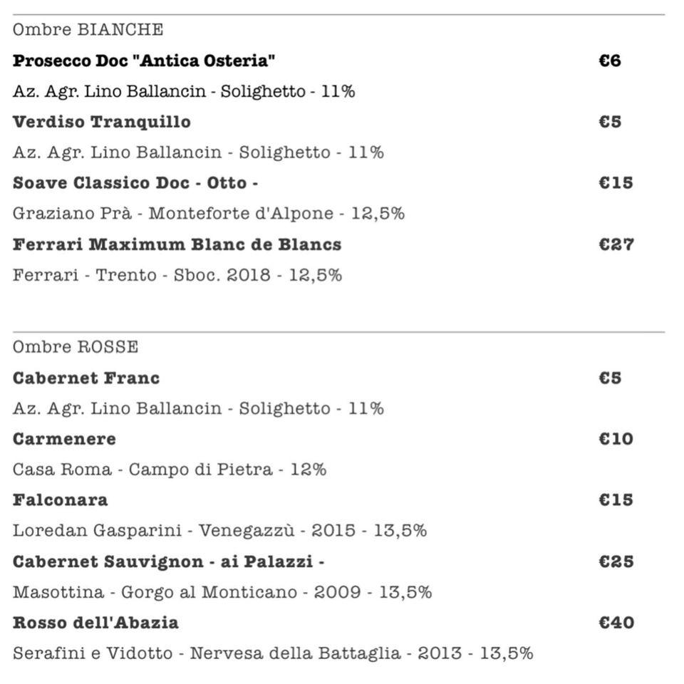 Menu da Antica Osteria di Via Brandolini ristorante, Pieve di Soligo