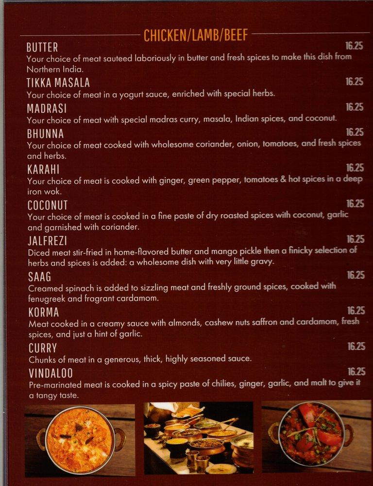 Menu at Ruchi's Masala House restaurant, Moose Jaw