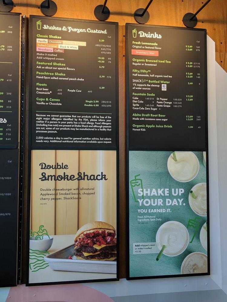 Menu at Shake Shack restaurant, Atlanta, 670 DeKalb Ave NE