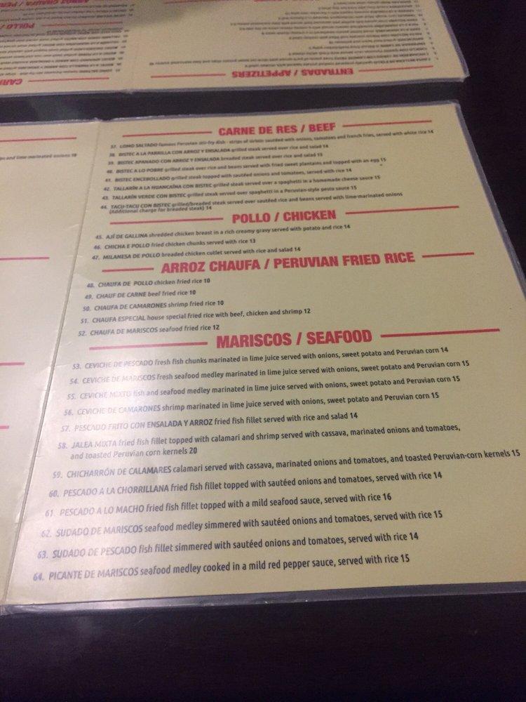 Menu at Super Pollo restaurant, Brick