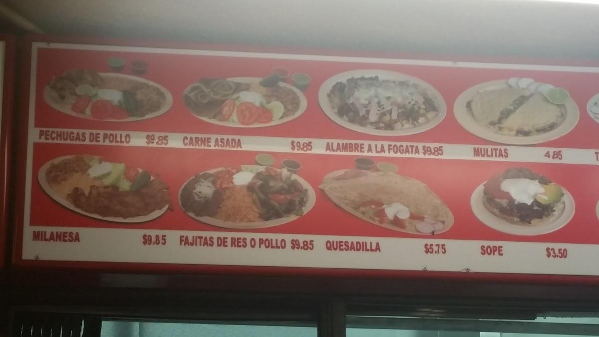 Menu at Tacos Tortas & Burritos restaurant, Los Angeles