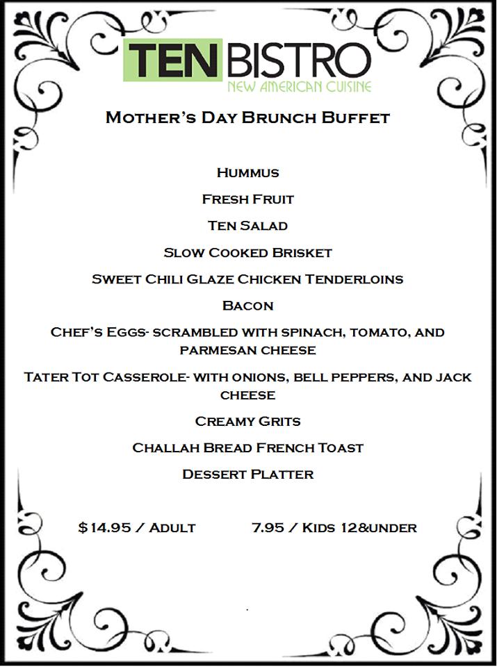 Menu at Ten Bistro restaurant, Norcross
