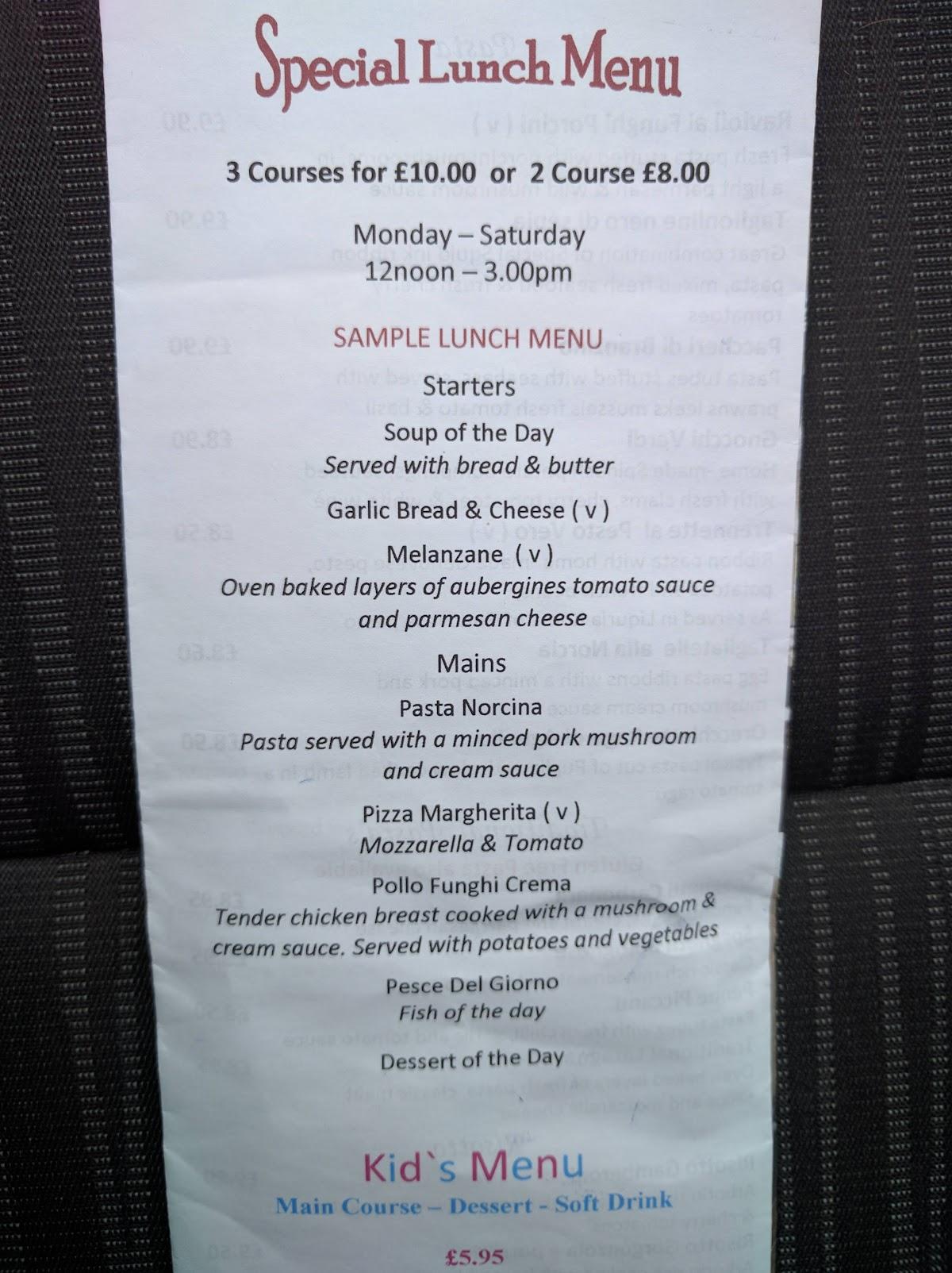Menu at Cibo Restaurant, Edinburgh, 1 Southroad End