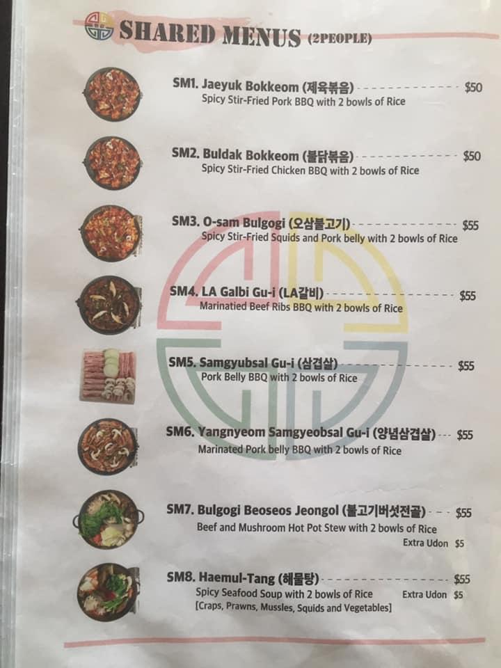 Menu at Han River Korean Restaurant, Lower Hutt