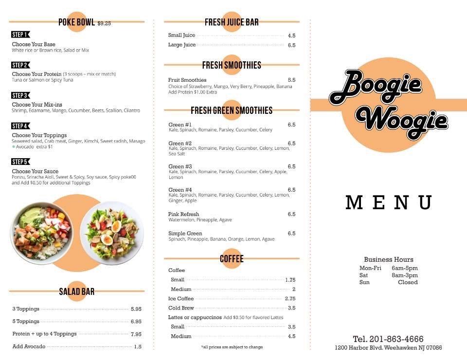 Menu at Boogie Woogie Bagel Boys, Weehawken