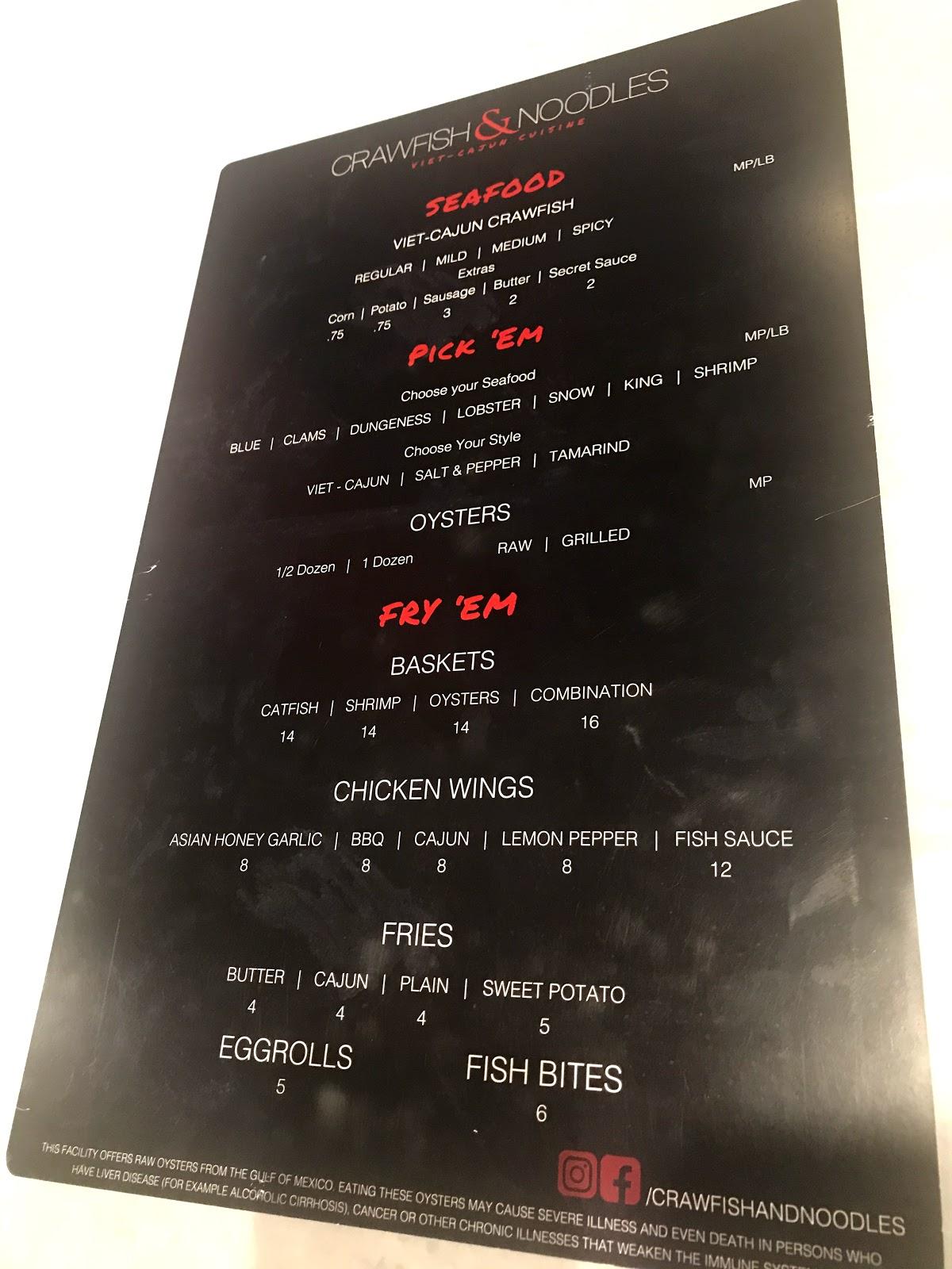 Menu at Crawfish & Noodles restaurant, Houston, Bellaire Blvd #990