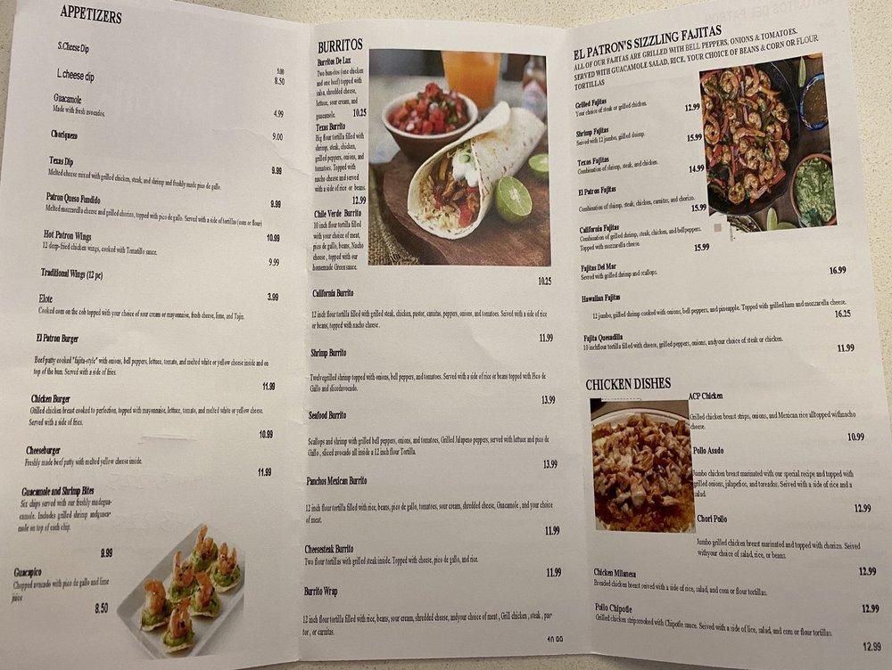 Menu at El Patron Jr by Roger restaurant, Summerville
