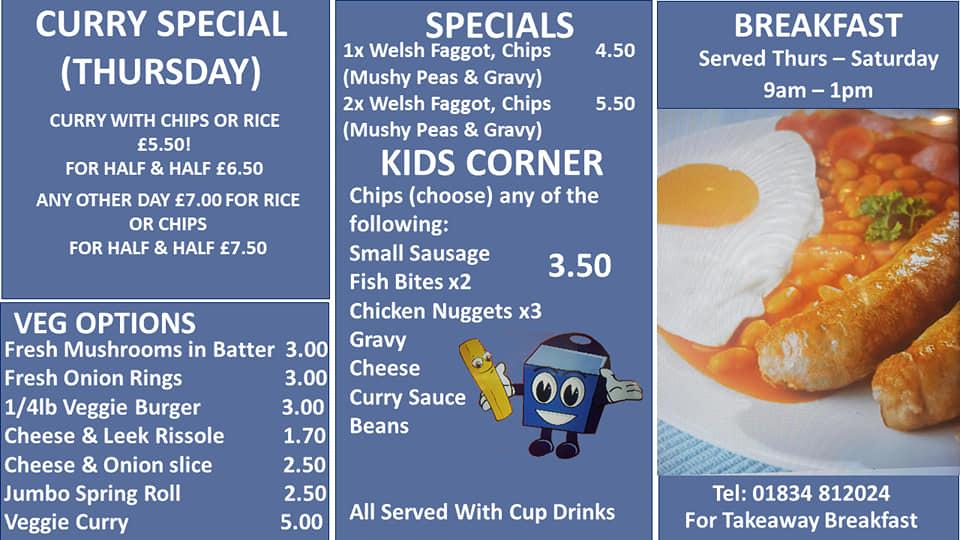 Menu at Kilgetty Fish Bar, Kilgetty