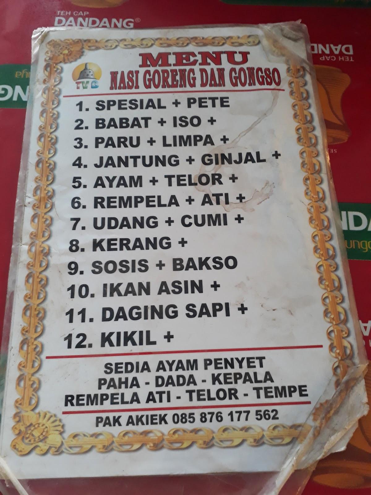 Menu at Nasi Goreng Spesial Pete & Penyet " Pak Akik " restaurant, Semarang